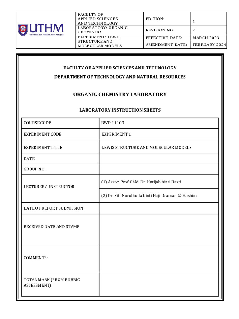 Lab Format and Instruction UTHM | PDF | Science