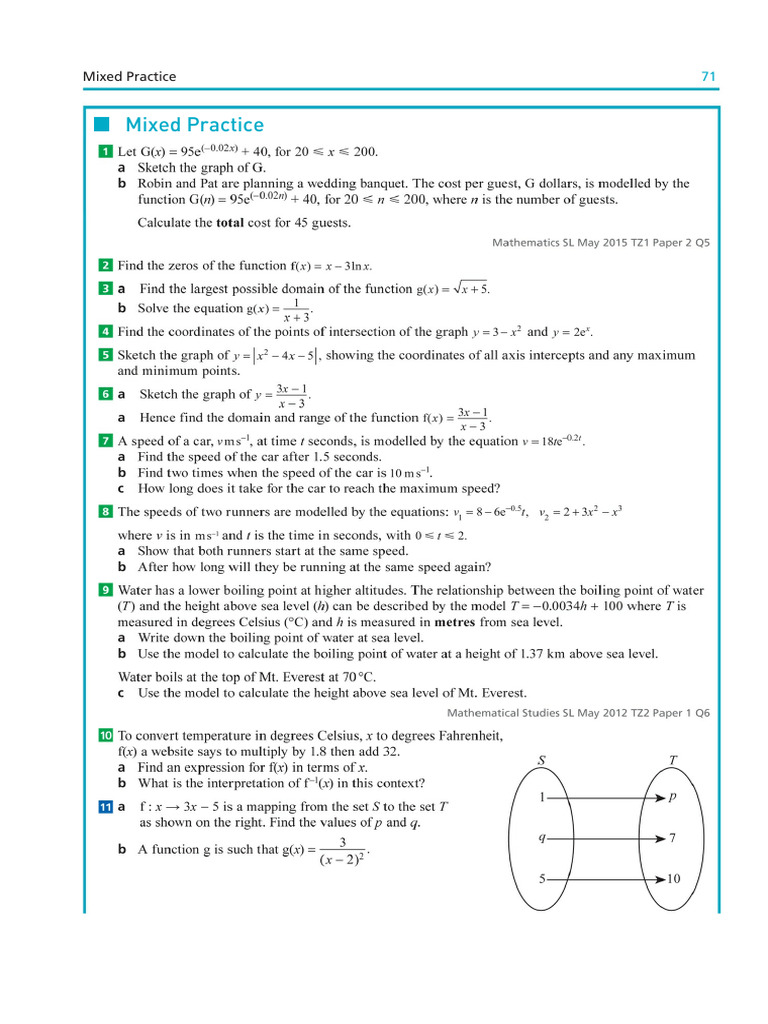 IB SL Hodder Ch3 Function | PDF | Function (Mathematics) | Sea Level