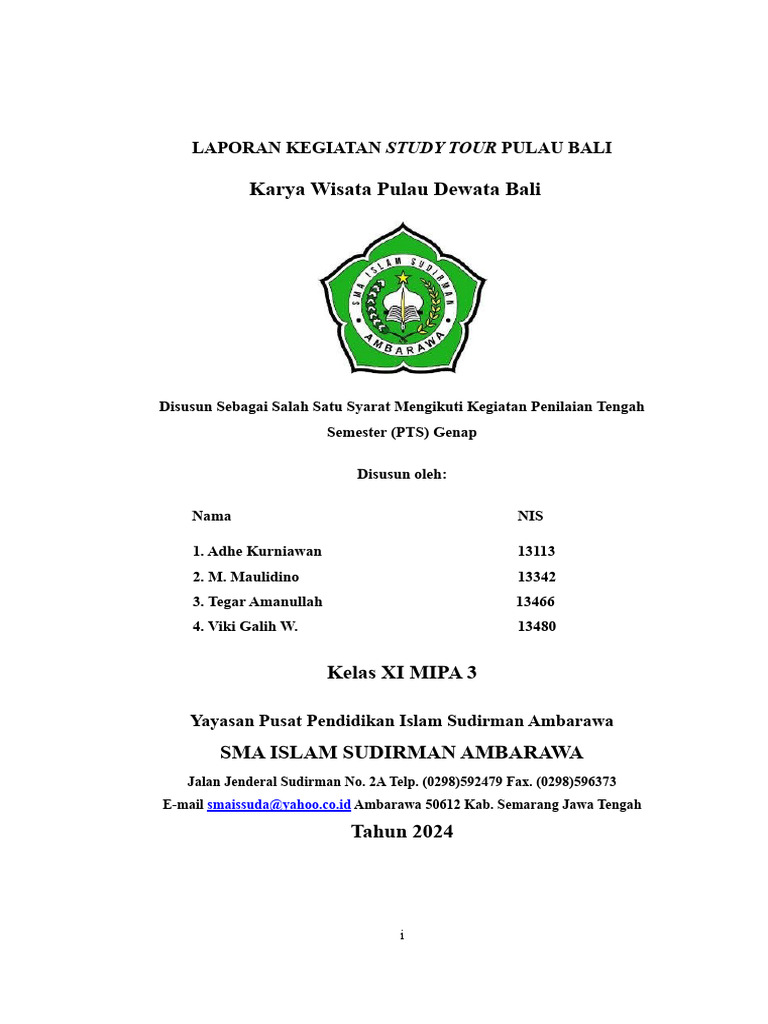 FORMAT LAPORAN Kegiatan Study Tour 2024-1 SUDAH JADI Plus Gambar Fix Final Result | PDF | Perjalanan