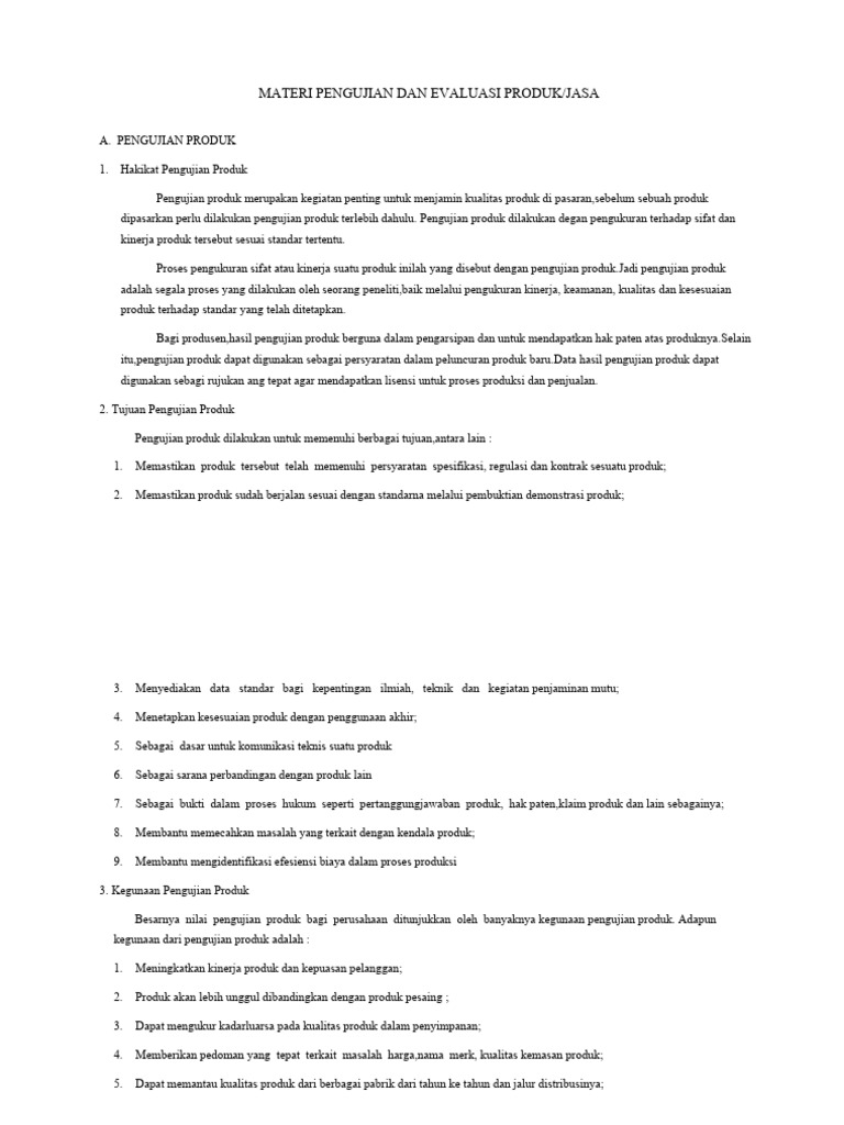 Materi Pengujian Dan Evaluasi Produk | PDF Materi Pengujian Dan Evaluasi Produk | PDF