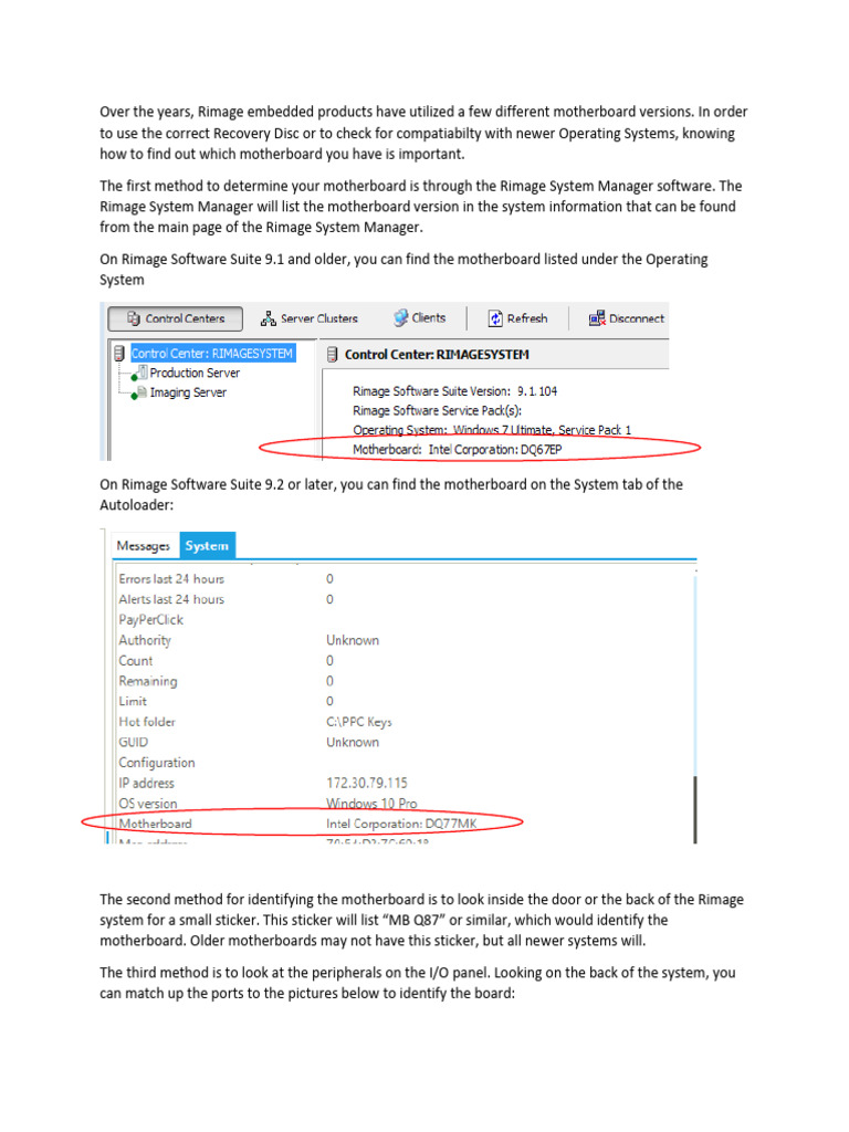 Identify The Motherboard in Your Embedded Rimage System | PDF | Business