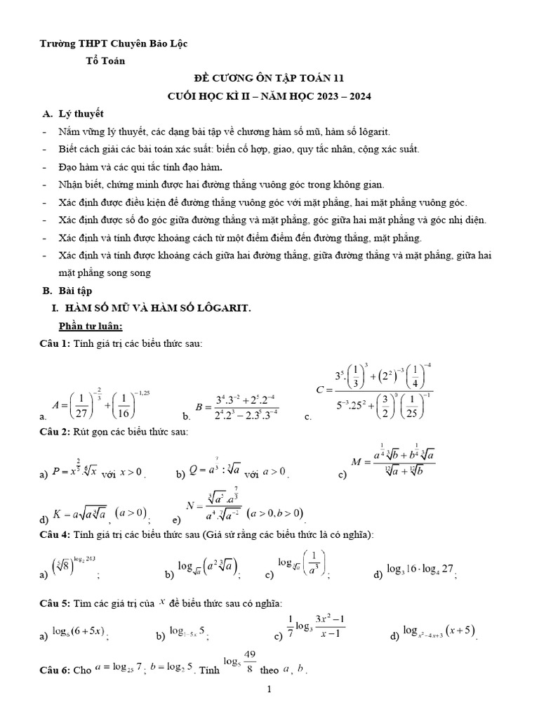 DE CUONG CK2 L P 11 2023-24 | PDF