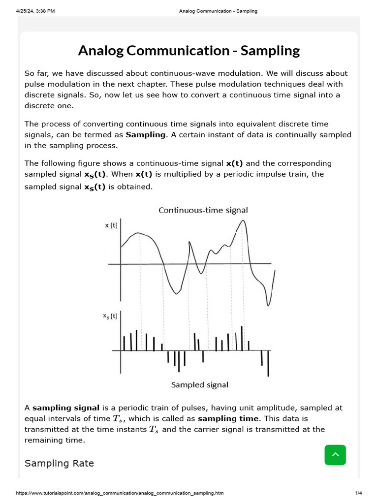 Analog Communication - Sampling | PDF | Sampling (Signal Processing ...