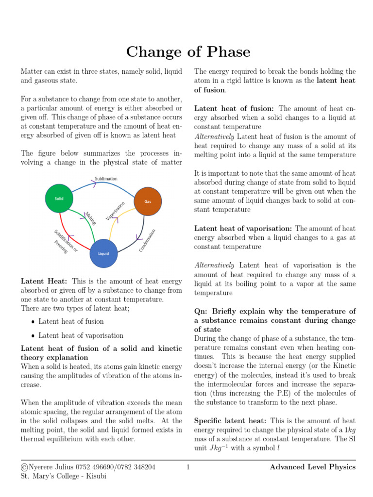 Change of State | PDF | Latent Heat | Heat