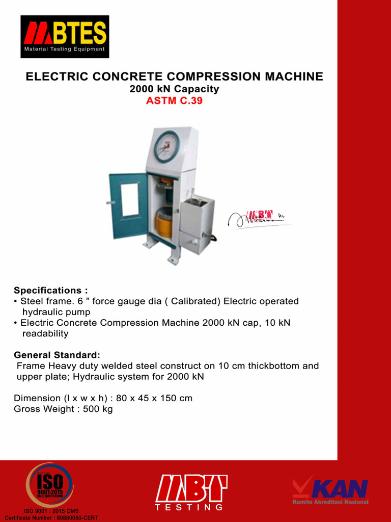 ELECTRIC CONCRETE COMPRESSION MACHINE 2000 KN Capacity | PDF