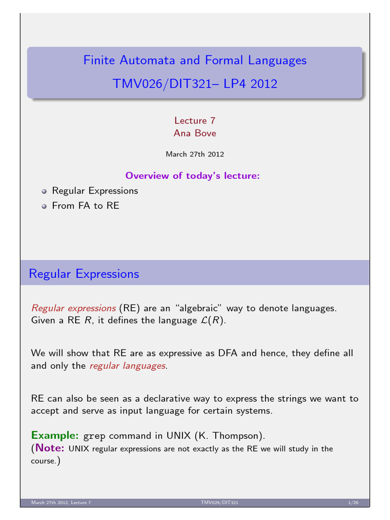 lec7 | PDF | Regular Expression | Mathematical Proof