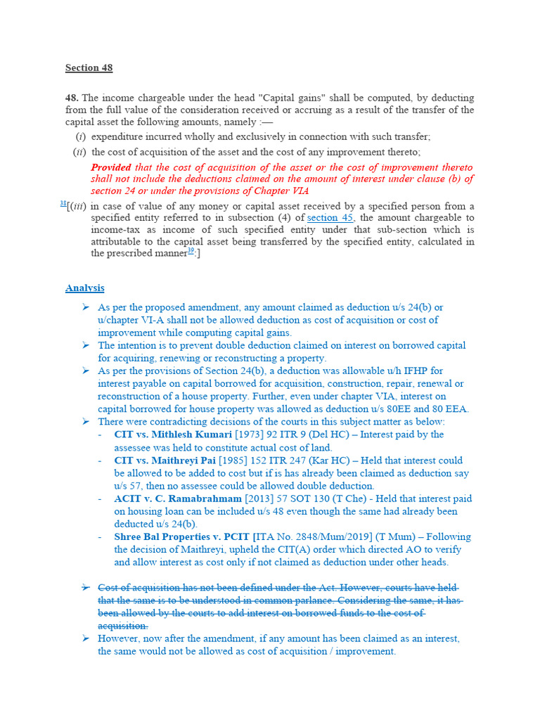 Gala - Section 48 | Download Free PDF | Tax Deduction | Capital Gain