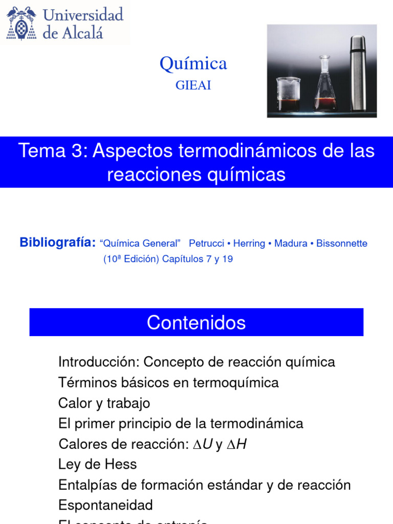 Tema_3_Aspectos termodinámicos de las reacciones quimicas | Descargar gratis PDF | Energía libre ...