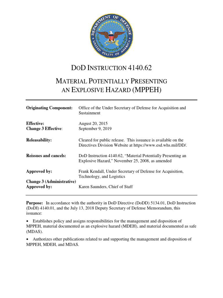 DoD Instruction on Explosive Hazard Management | PDF | United States ...