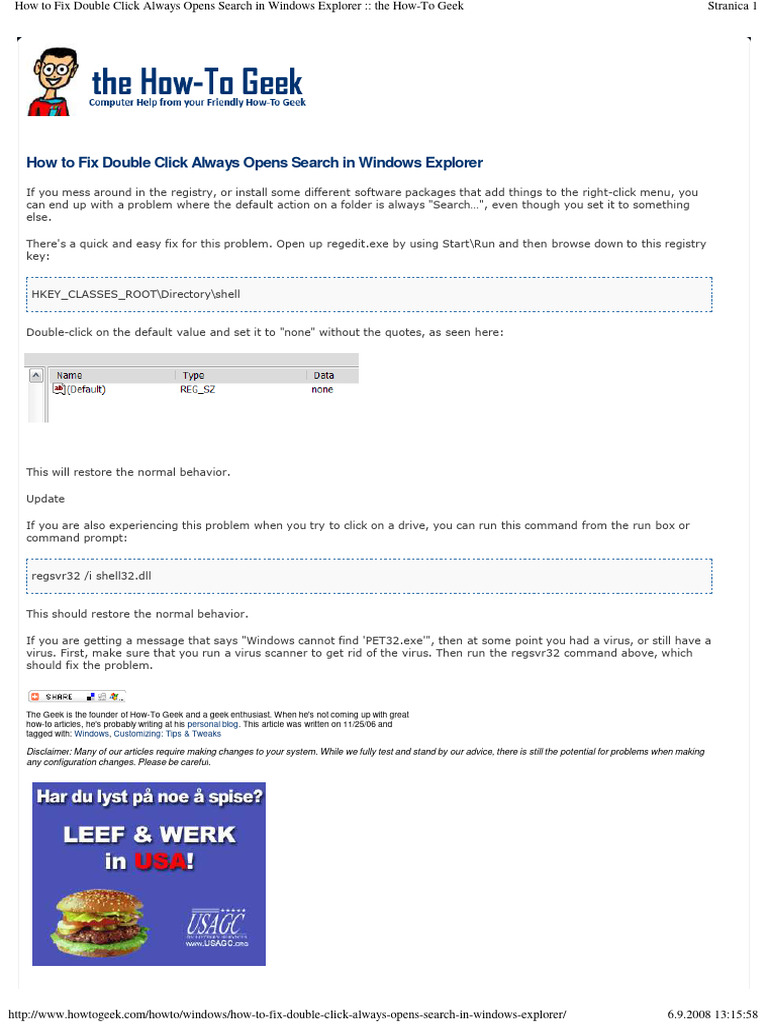 How To Fix Double Click Always Opens Search in Windows Explorer - The ...