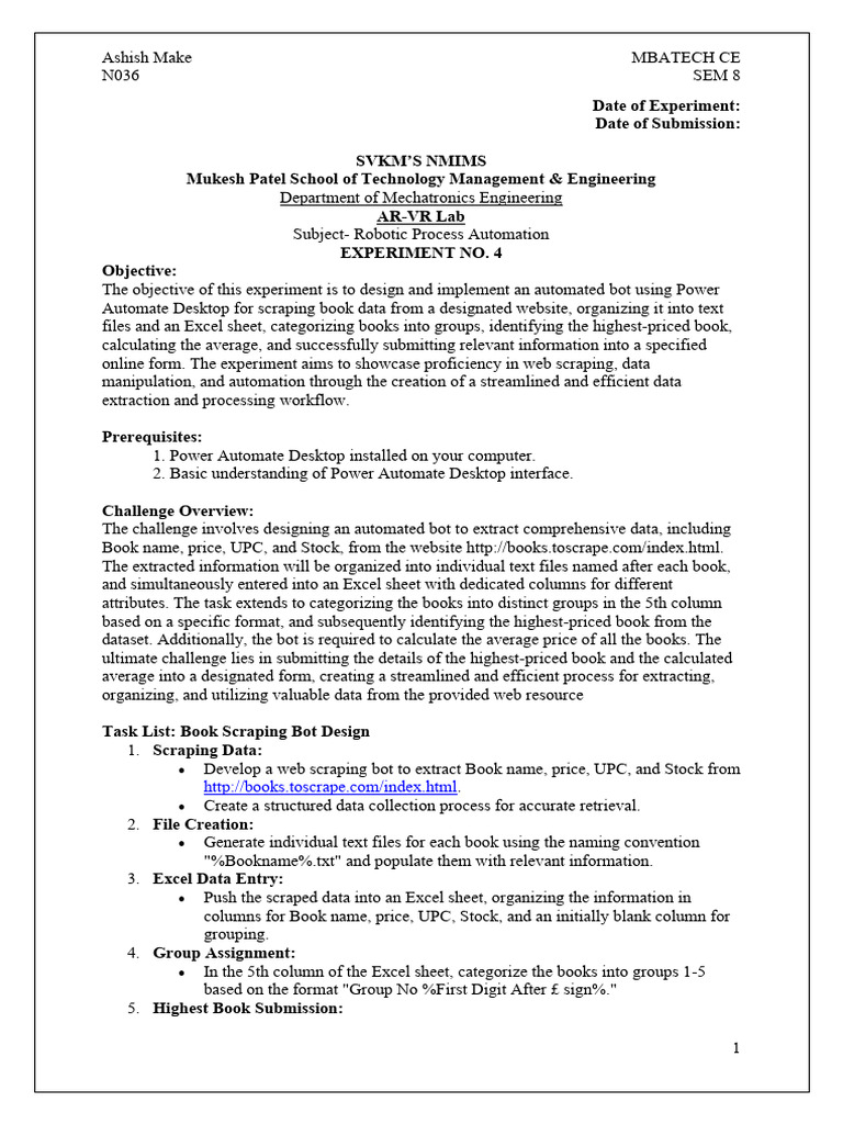 Rpa - Lab 4 - N036 | PDF | Microsoft Excel | Automation