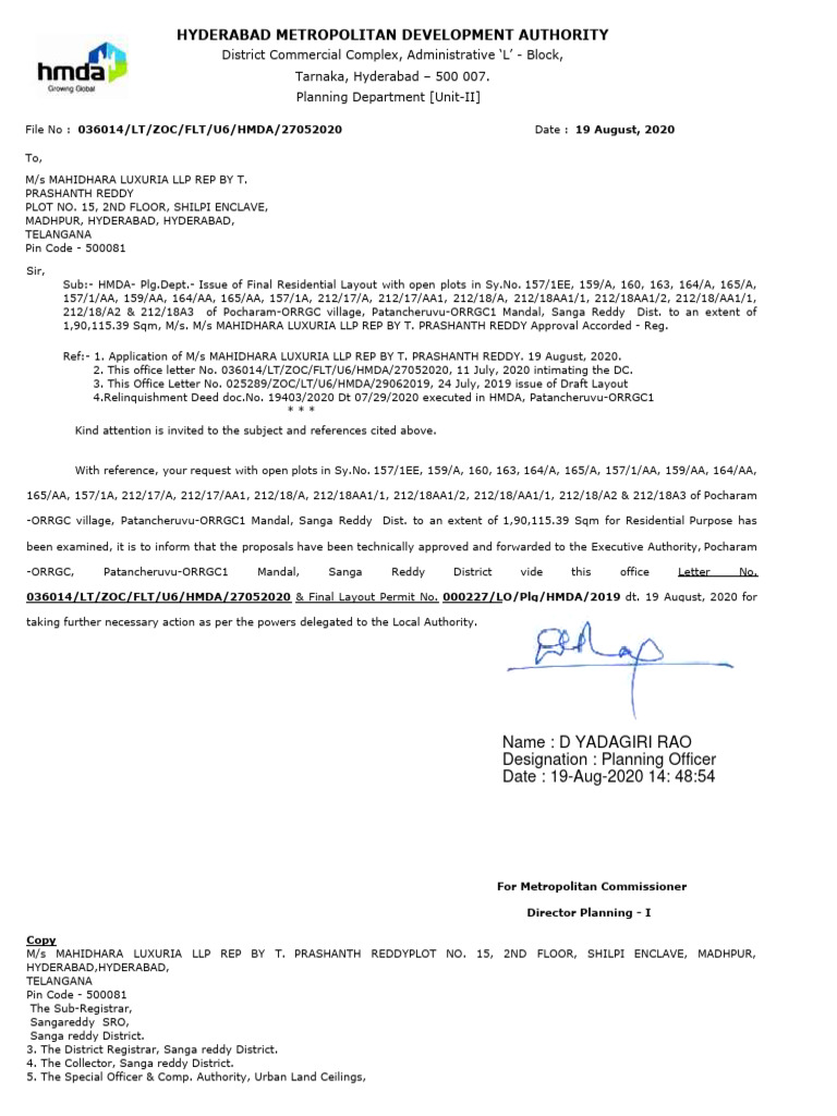 FinalLayoutLetter MAHINDRA HMDA | PDF | Justice | Crime & Violence