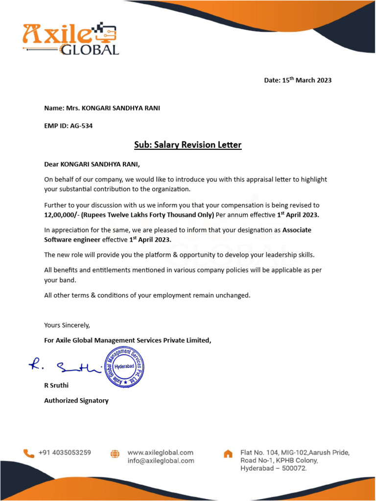 Salary Revision for K. Sandhya Rani | PDF | Salary | Business