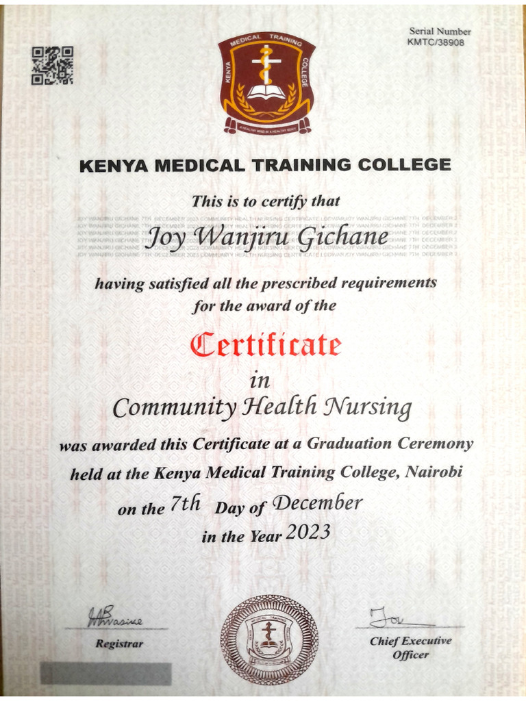 KMTC Graduation Certificate | PDF