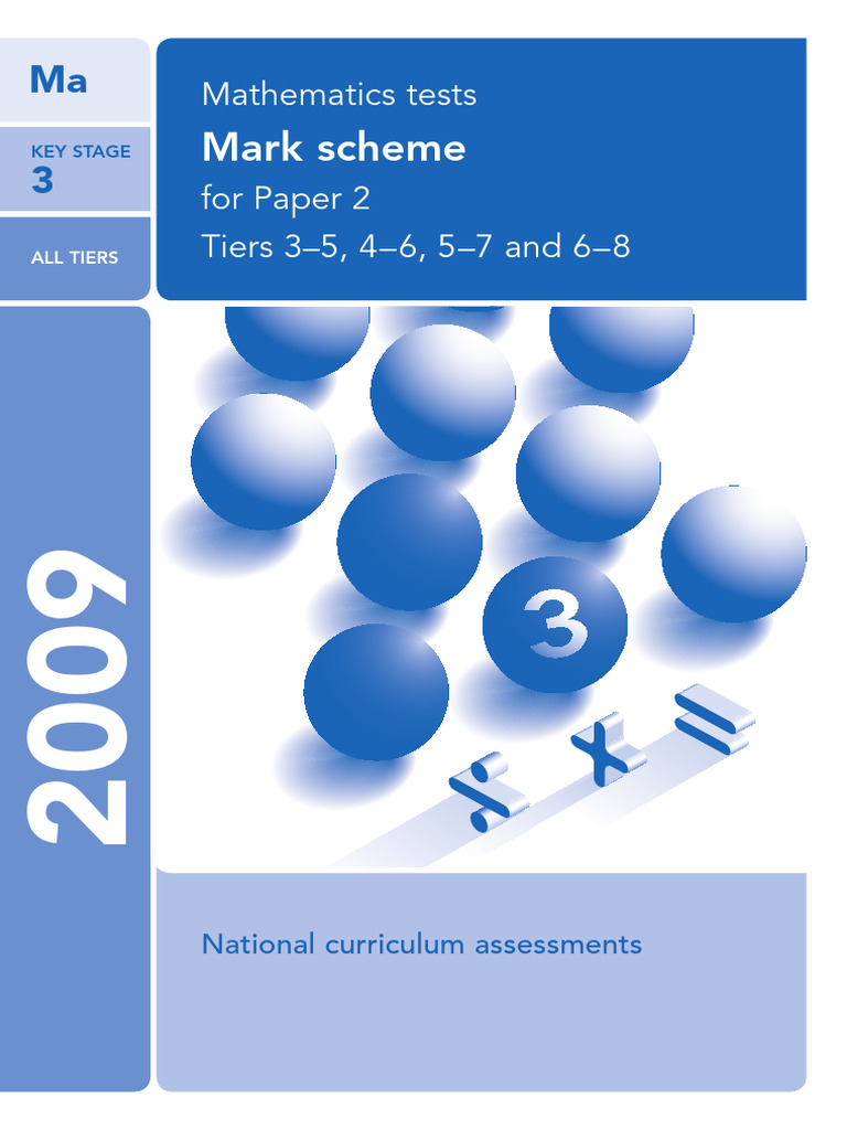 2009 KS3 Maths Mark Scheme Paper 2 | PDF | Equations | Algebra