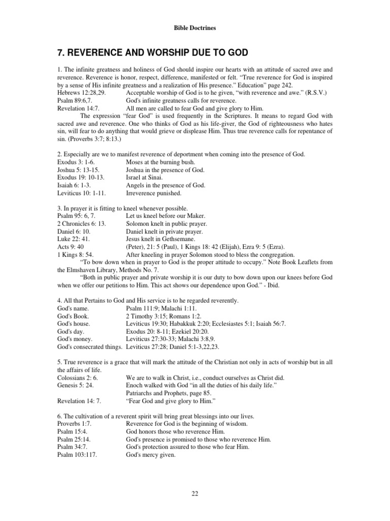 Bible Doctrines Reverence and Worship Due To God A F J Kranz | PDF ...
