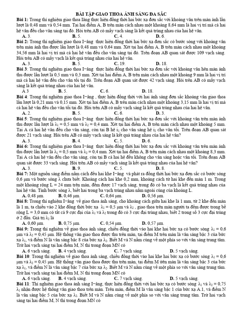 16. giao thoa hai ánh sáng đơn sắc | PDF