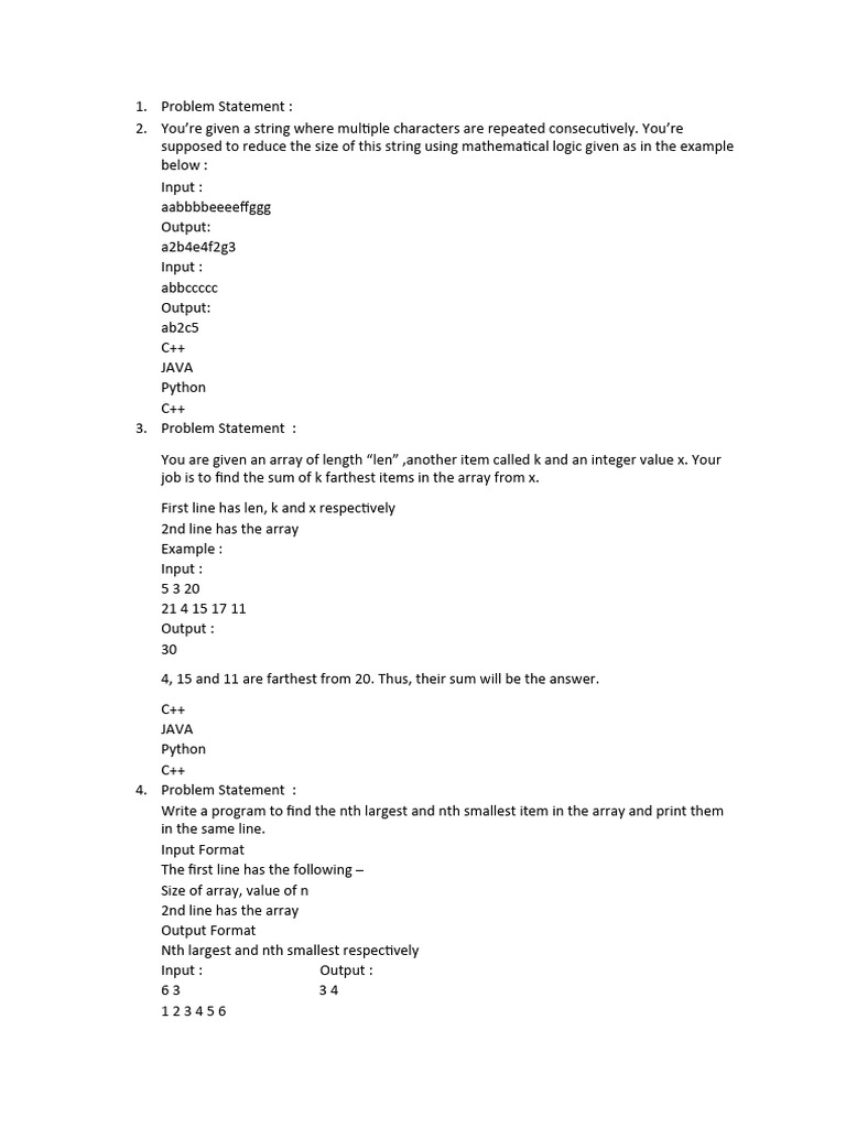 Cognizant Probable Sample Questions 2 | PDF | C++ | String (Computer Science)