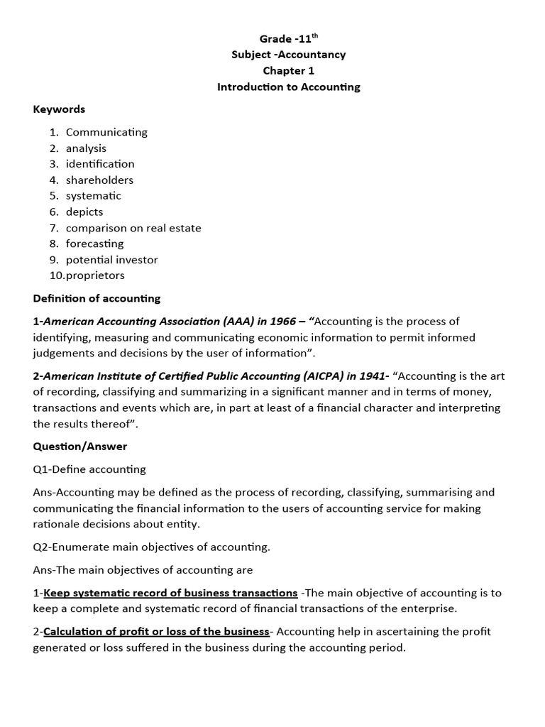 Ch-1 Introduction to Accounting | PDF | Accounting | Information