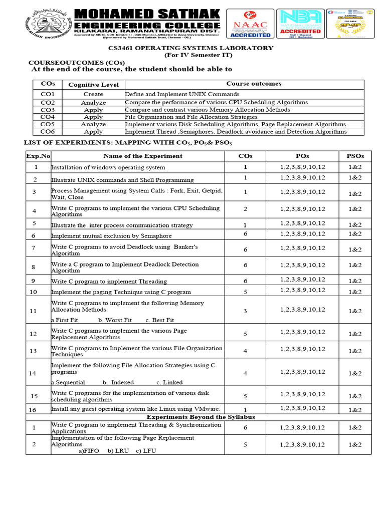 Cs3461-Os Lab - 2021 R | Download Free PDF | Scheduling (Computing) | Operating System