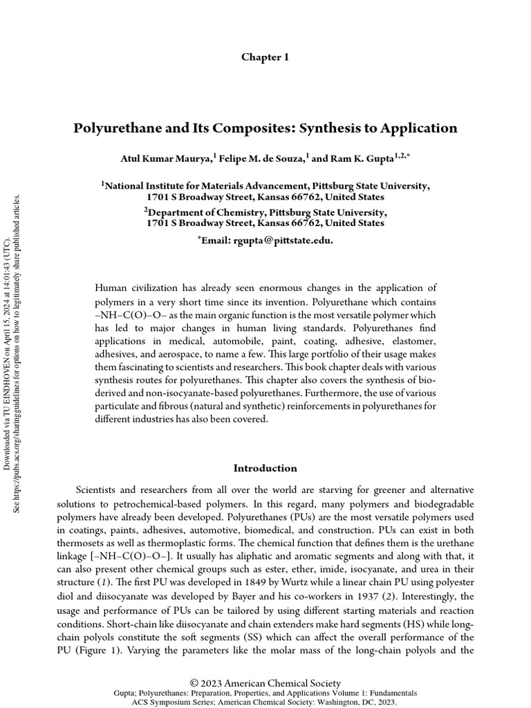 Polyurethane and Its Composites Synthesis To Application | PDF ...