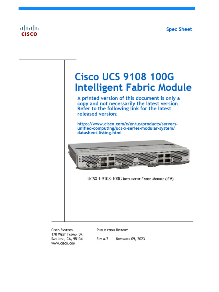 Cisco Ucs 9108 100g Intelligent Fabric Module Spec Sheet | PDF ...