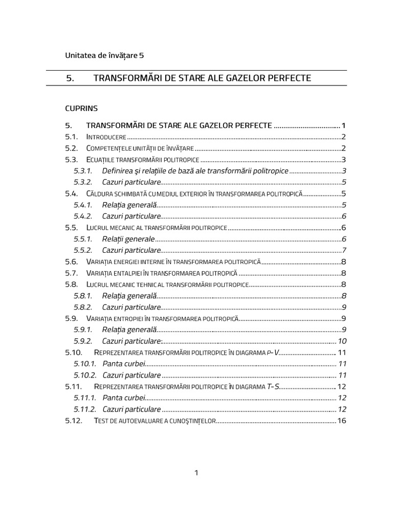 U05-Transformari de Stare Ale Gazelor Perfecte | PDF
