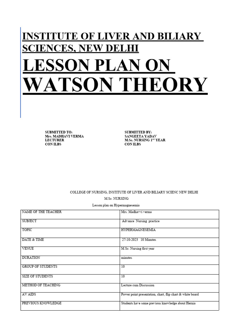 Watson Theory | PDF | Clinical Medicine | Medical Specialties