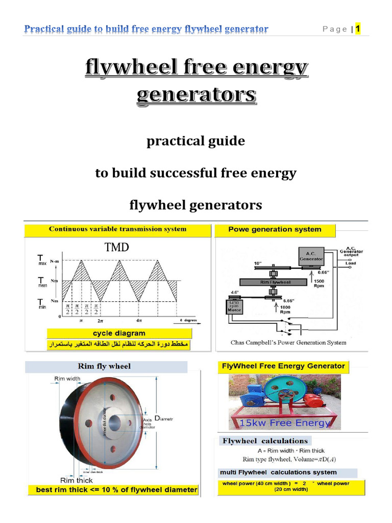Build a Free Energy Flywheel Generator | PDF | Electric Motor | Power ...