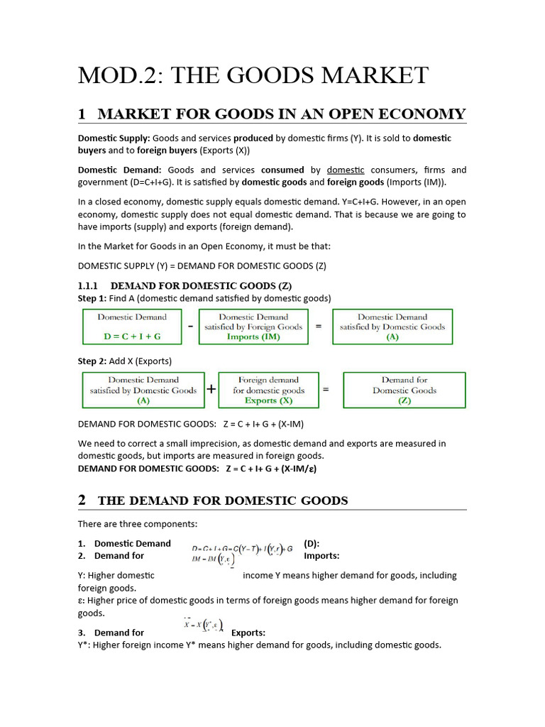 Mod.2: The Goods Market | PDF | Economic Equilibrium | Demand