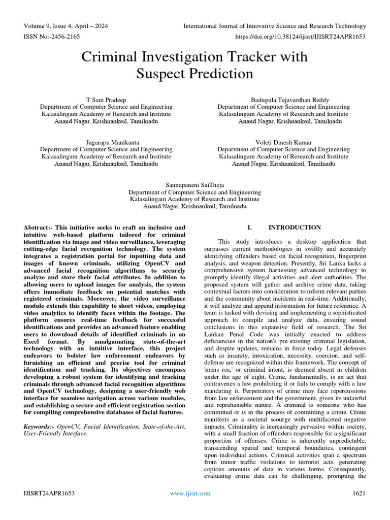 Criminal Investigation Tracker With Suspect Prediction | PDF | Machine ...
