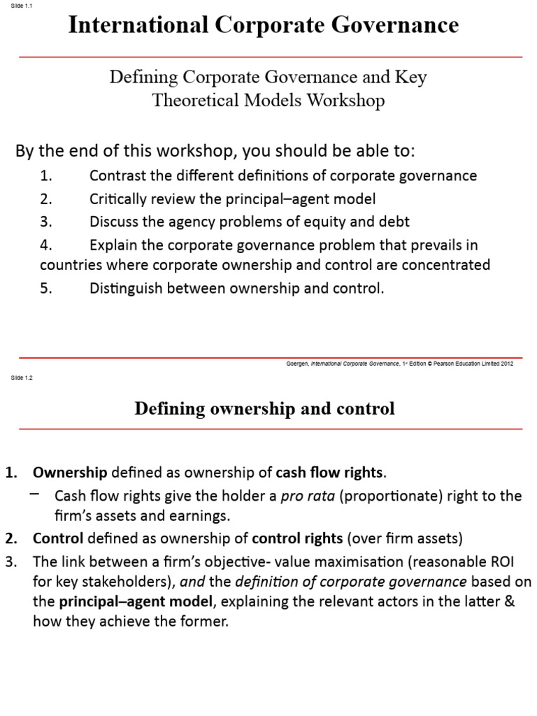 1 Defining CG, Key Models - Revised 2023 | PDF | Corporate Governance ...