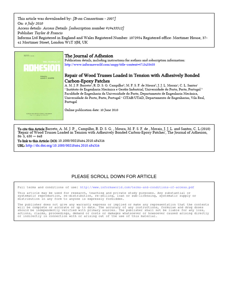 Repair of Wood Trusses Loaded in Tension With Adhesively-Bonded Carbon ...