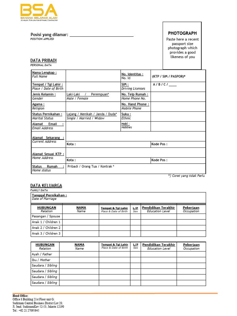 FHRD-002 Application Form - BSA | PDF