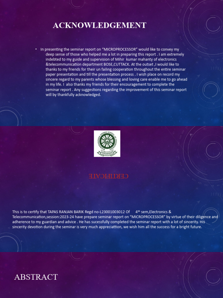 Acknowledgement | Download Free PDF | Central Processing Unit | Microprocessor