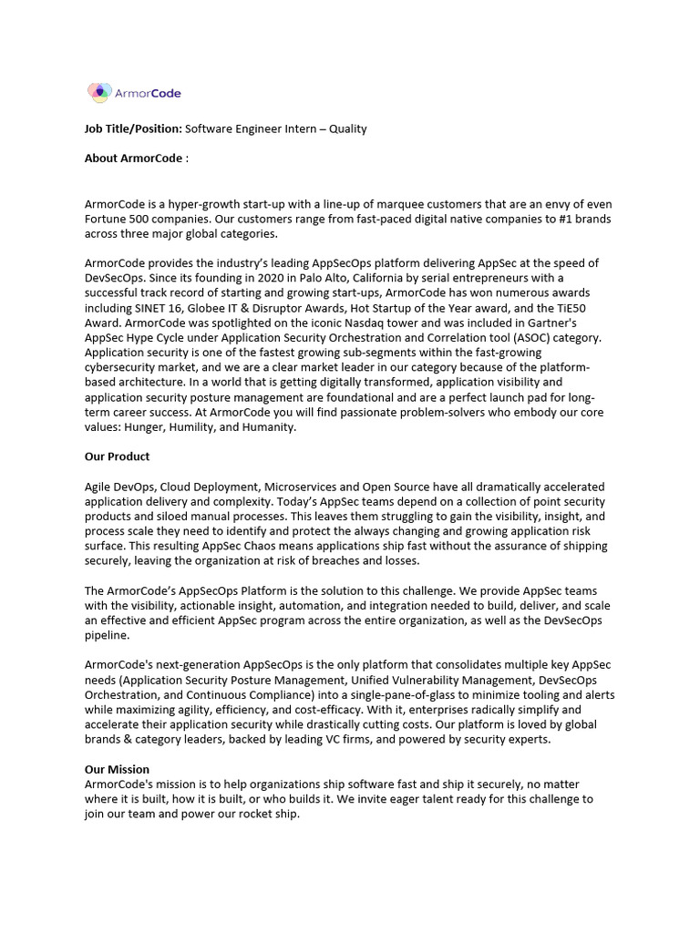 JD Software Engineer Quality Intern-2024 | PDF | Automation | Software ...