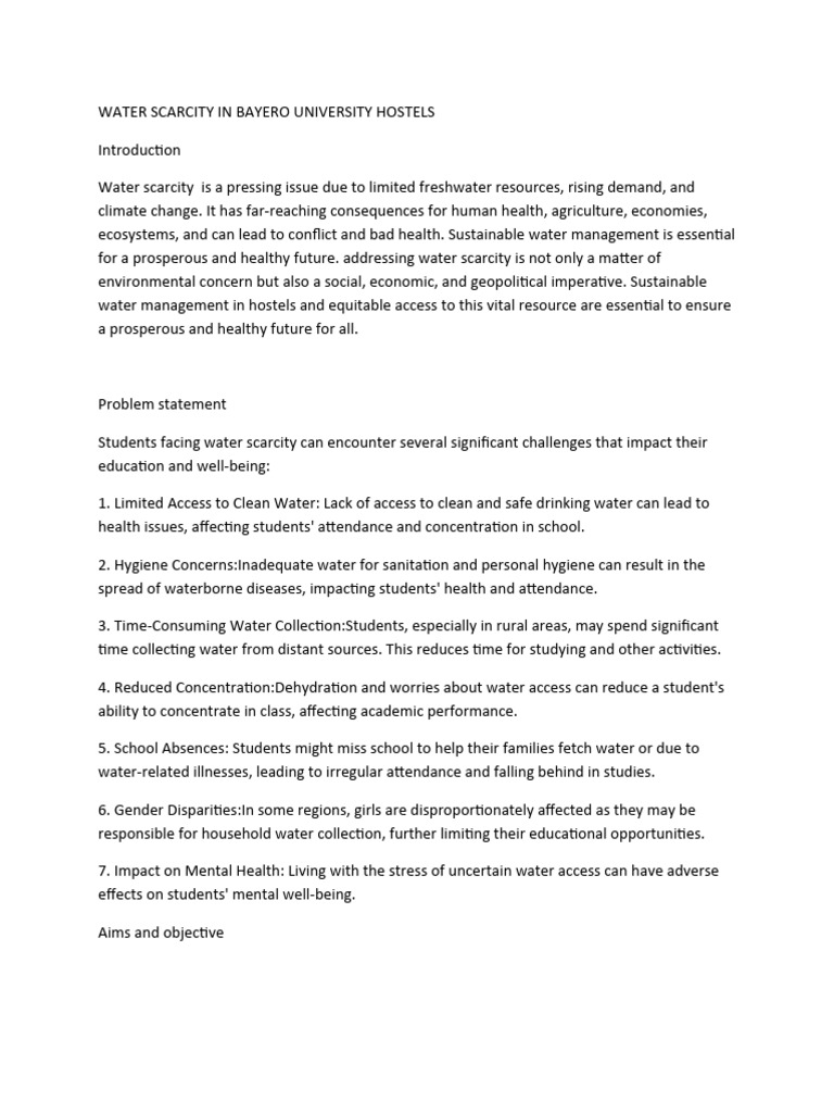 WATER SCARCITY-WPS Office | PDF | Water Scarcity | Survey Methodology