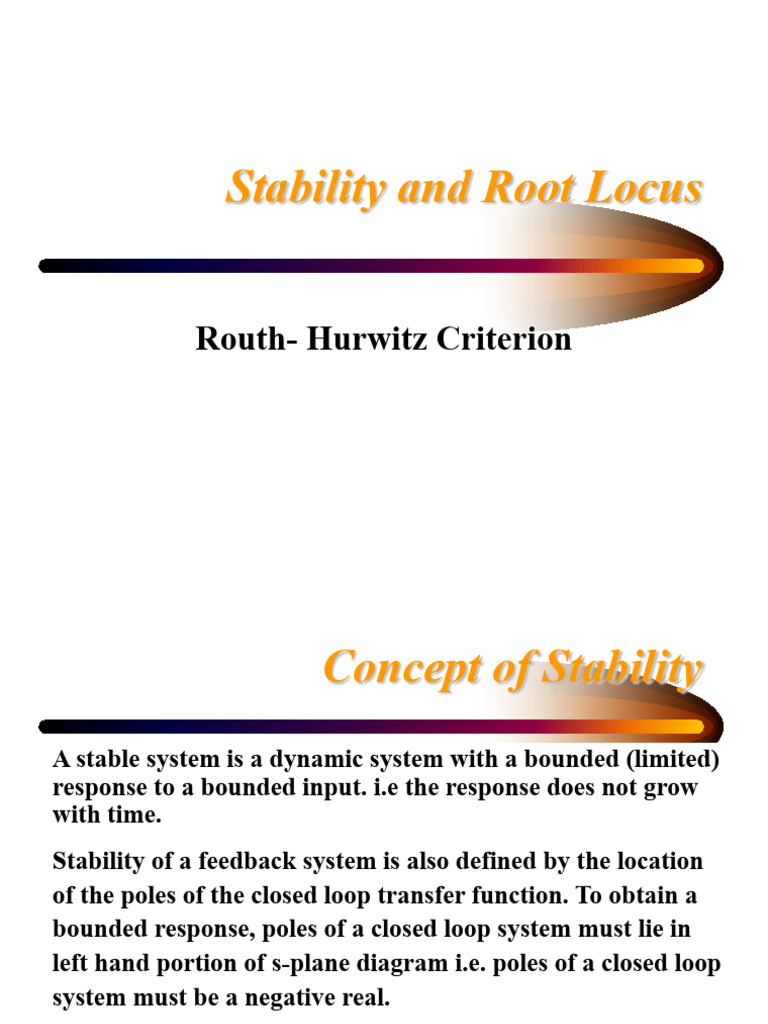 Control14 Routh - Hurwitz Criterion | PDF | Stability Theory | Control Theory