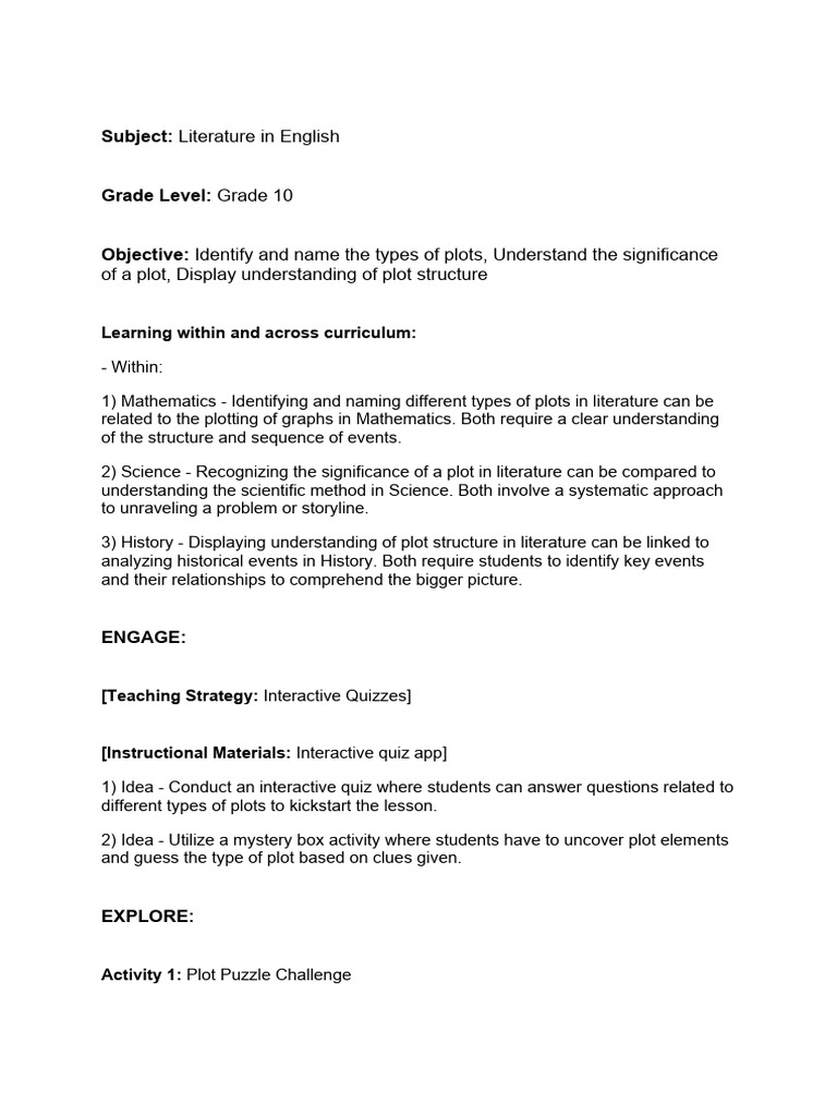 lesson_plan | PDF | Plot (Narrative) | Narrative
