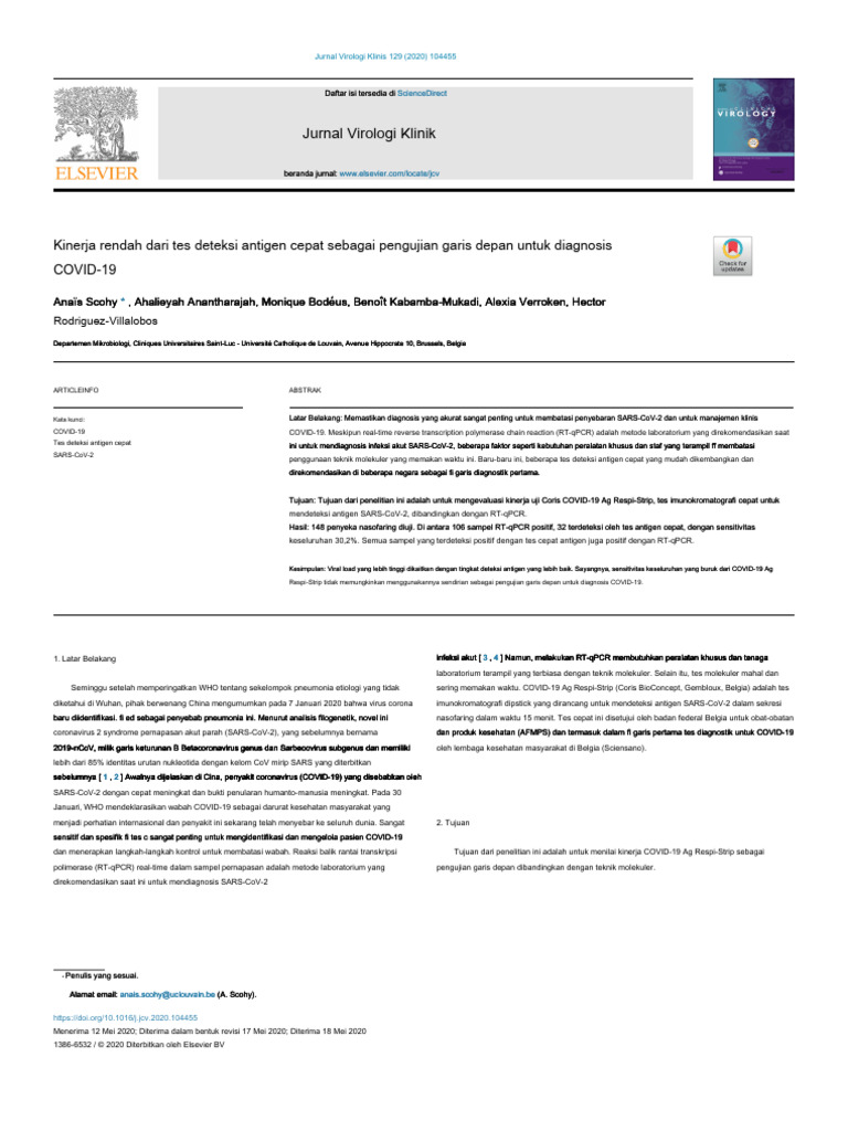 Low Performance of Rapid Antigen Detection Test As Frontline Testing ...
