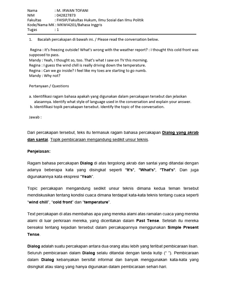 Bjs - Bahasa Inggris | PDF