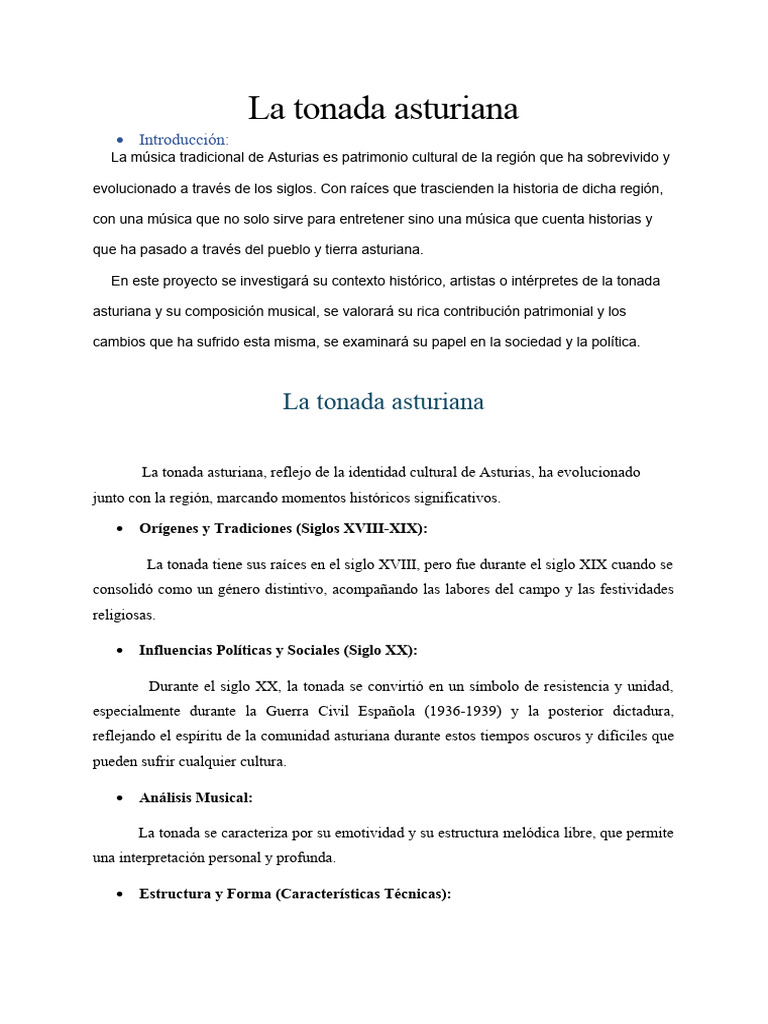 La Tonada Asturiana: Legado Cultural | PDF | Tradiciones | Poesía