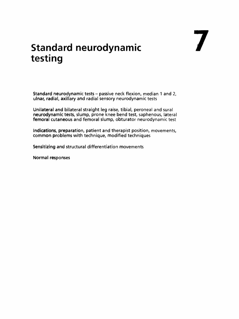 Standar Neurodynamic Testing Schacklock Pdf Anatomical Terms Of