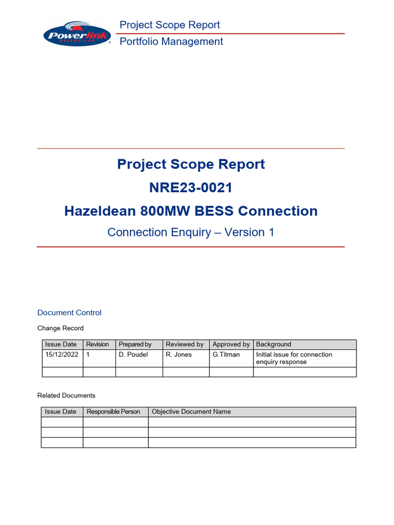 Project Scope Report - NRE23-0021 Hazeldean BESS Connection | PDF ...