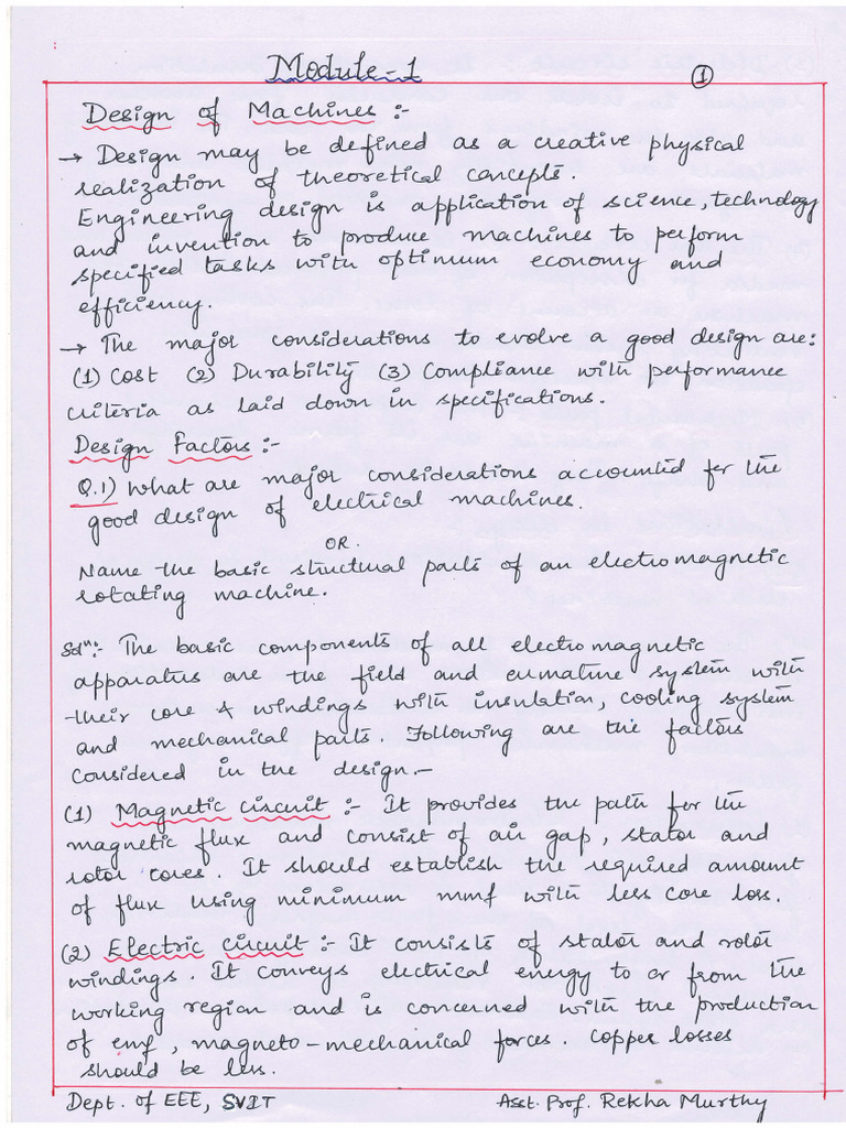 Unit 1 EMD Hand Written Notes | PDF