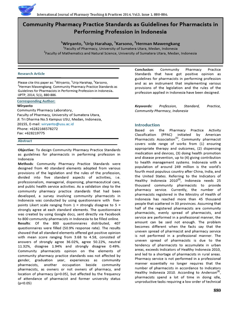 Community Pharmacy Practice Standards As Guidelines For Pharmacists in Performing Profession in ...