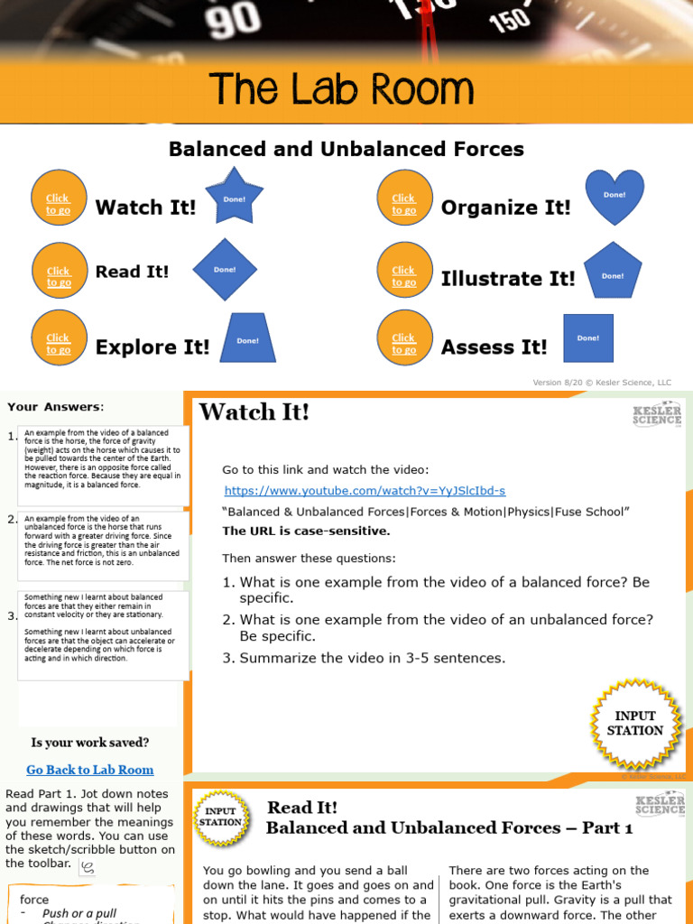 2 Exploration - Balanced and Unbalanced Forces Station Lab v2 - Digital ...