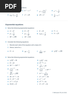 Exponential Equations Worksheet