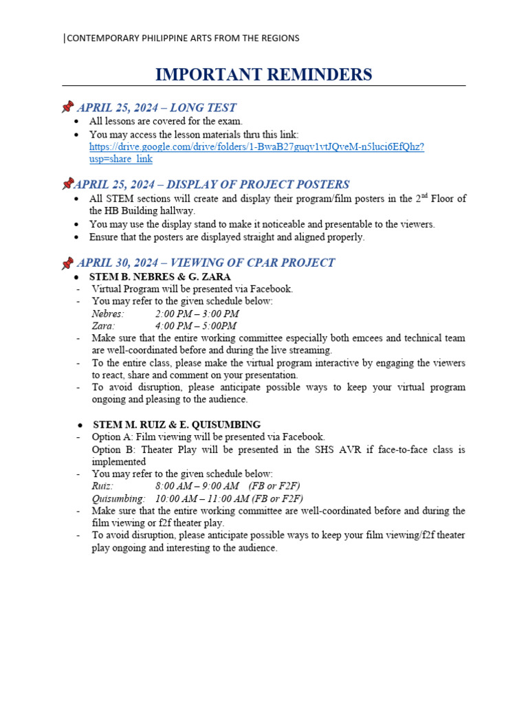 Cpar Reminders | PDF | Human Communication