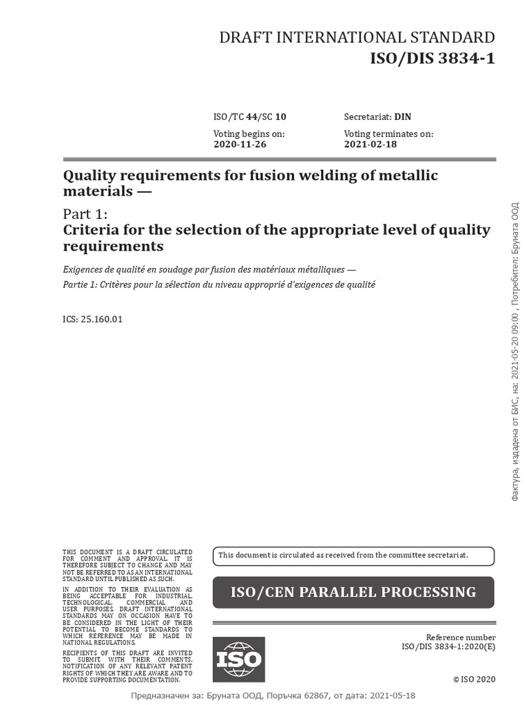 ISO_DIS_3834-1 | PDF | International Organization For Standardization ...